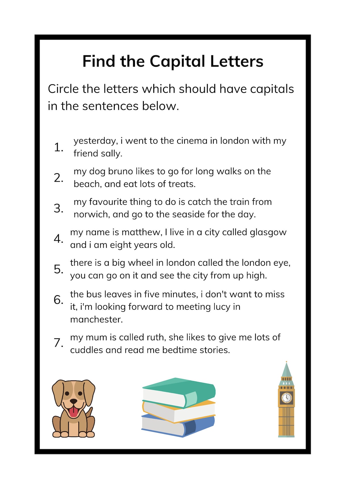 Capital Letters Worksheet Printable English Worksheets | Etsy
