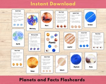 The Solar System Learning Cards. Planets Printable Flashcards. Science ...