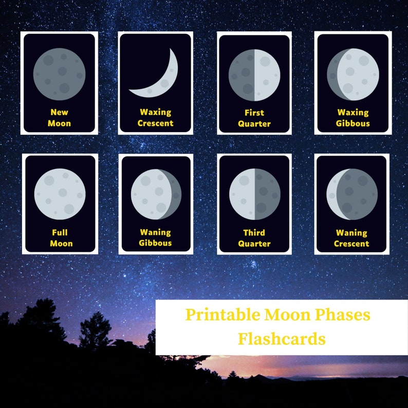 Moon Phases Flashcards Moon Flashcards for Children PDF Moon Printable ...