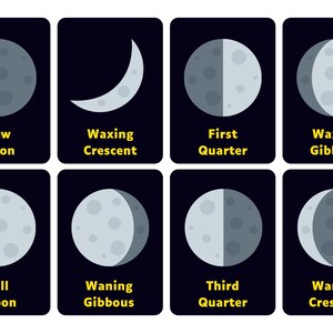 Moon Phases Flashcards Moon Flashcards for Children PDF Moon Printable ...