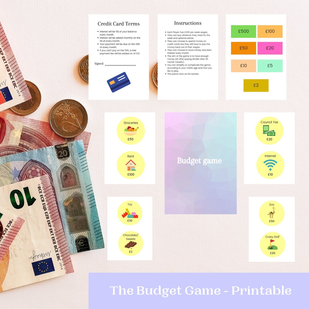 Printable Budget Game for Children Learn About Money PDF - Etsy