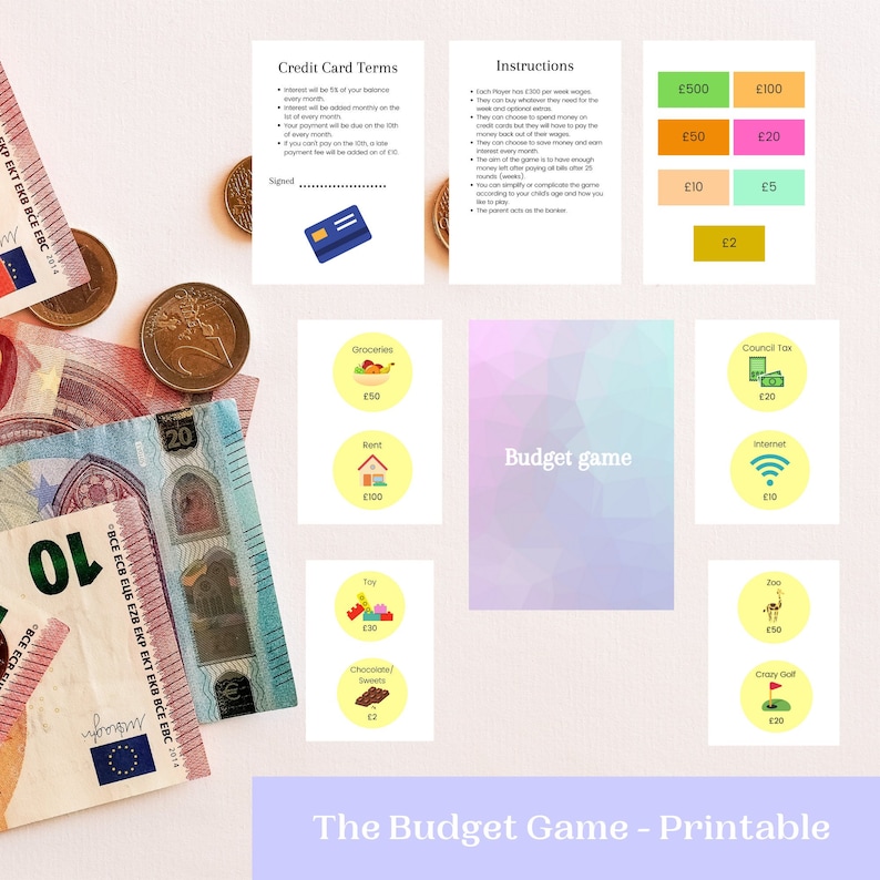 Printable Budget Game for Children Learn About Money PDF - Etsy