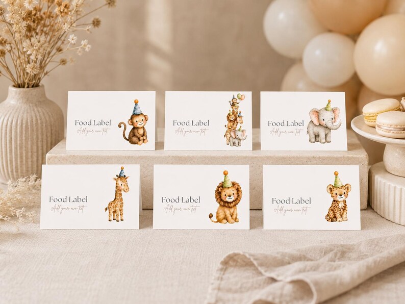 Editable Safari Food Labels, Wild One Food Labels, Birthday Labels, Set ...