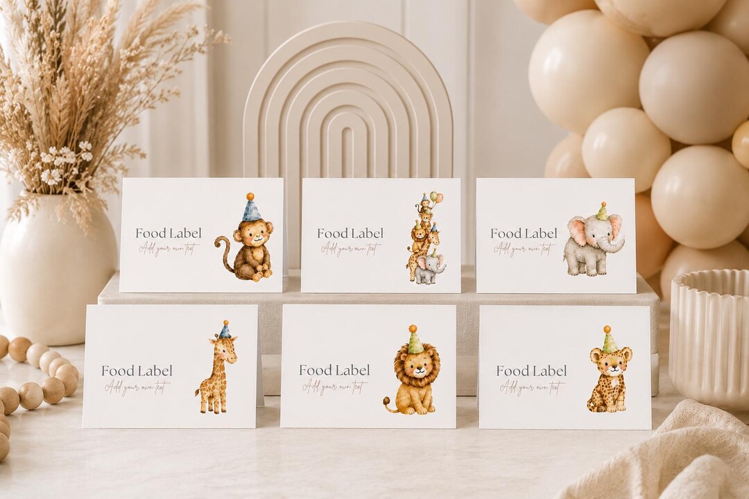 Editable Safari Food Labels, Wild One Food Labels, Birthday Labels, Set ...