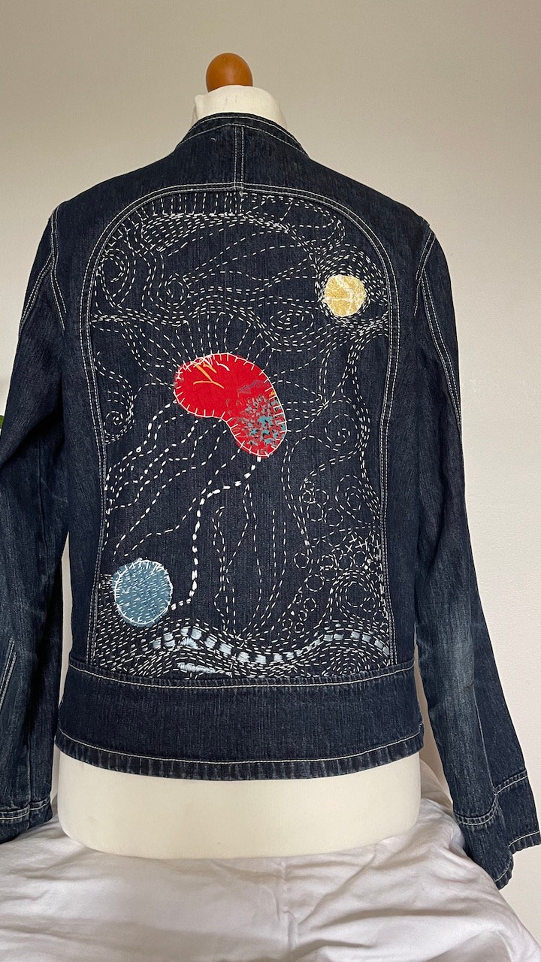 Upcycled Denim Jacket With Front Zip and Side Pockets - Etsy