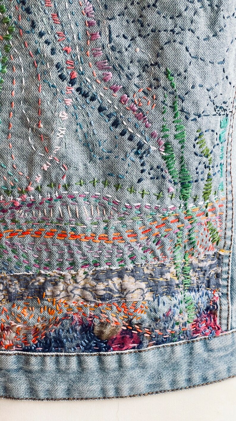 Handmade Upcycled Denim Jacket Embellished With Sashiko Technique ...