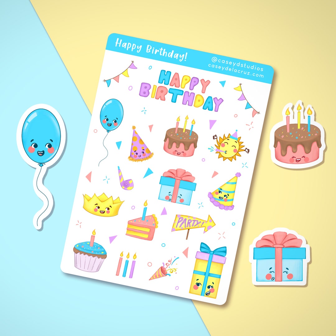 Happy Birthday Vinyl Sticker Sheet for Decorating Bullet - Etsy