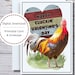 Rooster Valentine Card, Printable Rooster Valentine Card, Happy Cluckin ...
