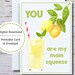Main Squeeze Valentine Card, Printable Lemon Card, Lemons and Lemonade ...
