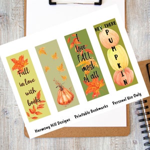 Fall Bookmarks, Ready to Print Bookmarks, Printable Bookmark, Fall ...