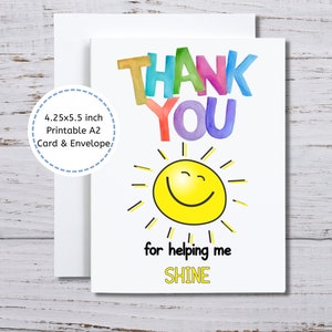 Teacher Thank You Card, Teacher Appreciation Gift, End of Year Teacher ...