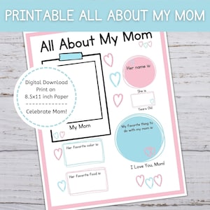 All About My Mom Printable, Mothers Day Printable, All About Mom From ...