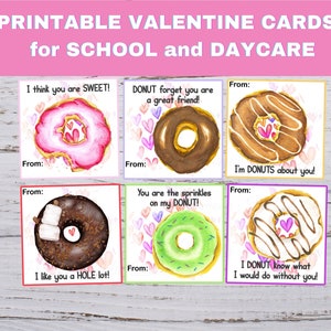 Donut Valentine Cards, Printable Donut Valentines, Printable Valentine ...