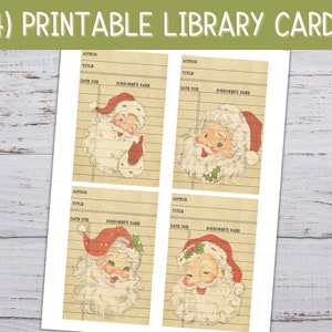 Vintage Santa Library Cards Printable, Retro Santa Library Cards ...