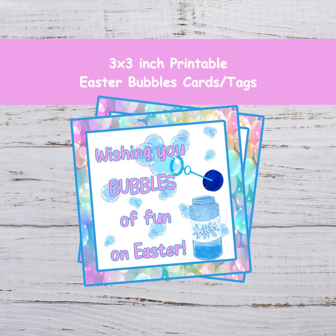 Easter Bubbles Tag, Printable Easter Tags, School Easter Card, Party ...