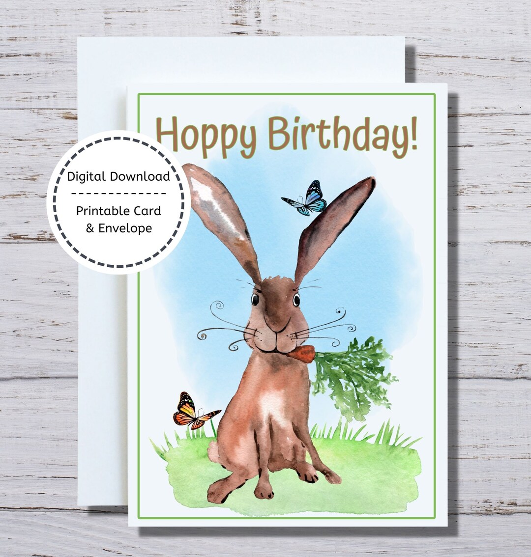 Hoppy Birthday, Printable Card,digital Birthday Card, Hoppy Birthday ...
