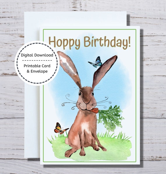 Hoppy Birthday Printable Carddigital Birthday Card Hoppy | Etsy