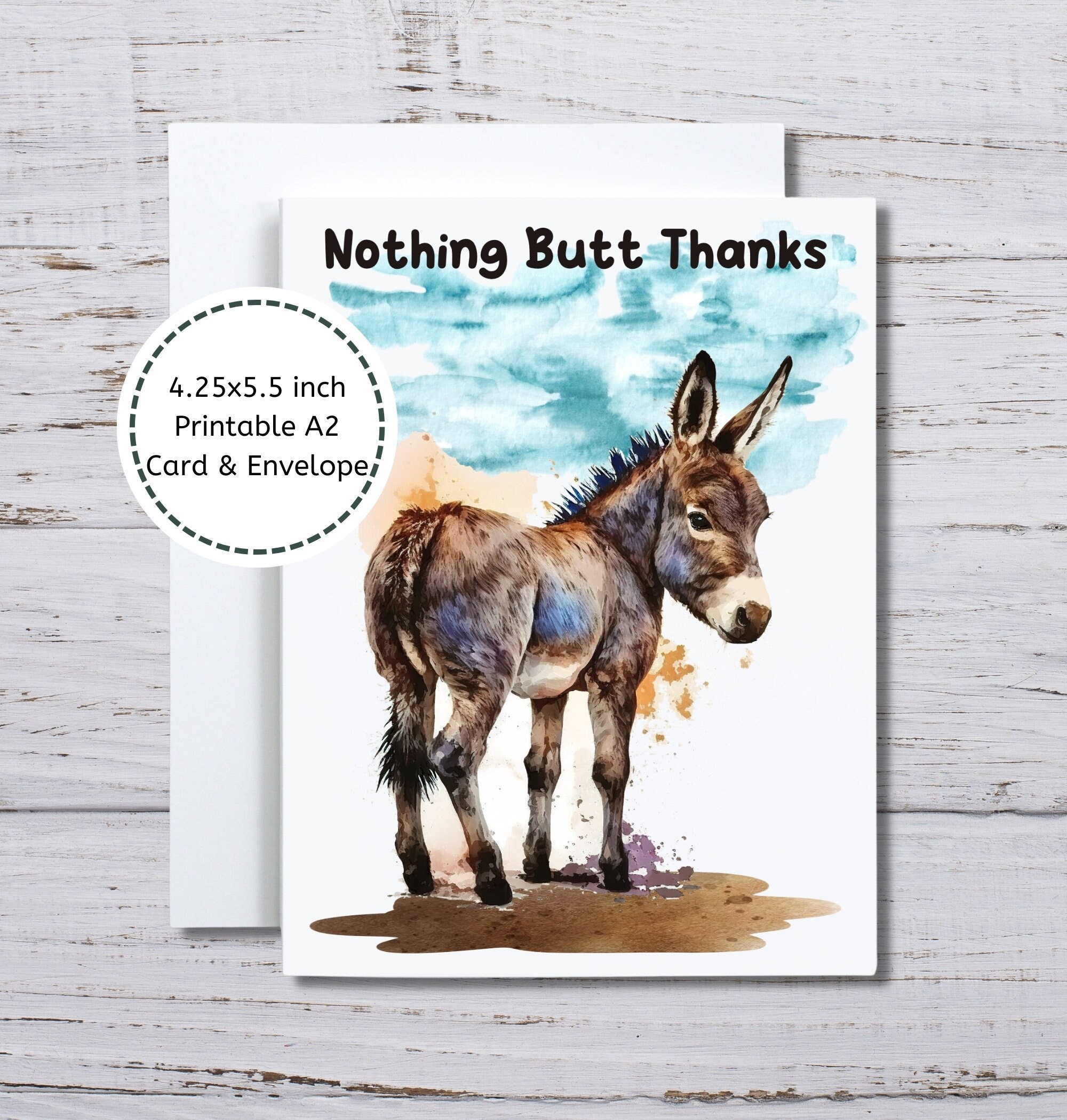 Donkey Thank You Card Funny Donkey Card Nothing Butt Thanks - Etsy