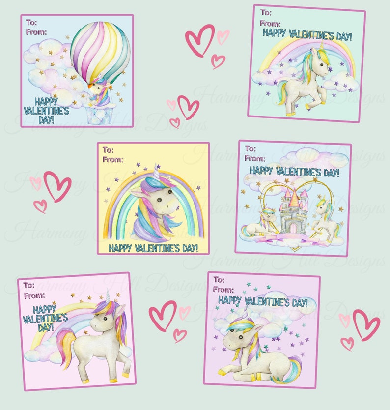 Unicorn Valentine Cards, Printable Unicorn Valentines for Class ...
