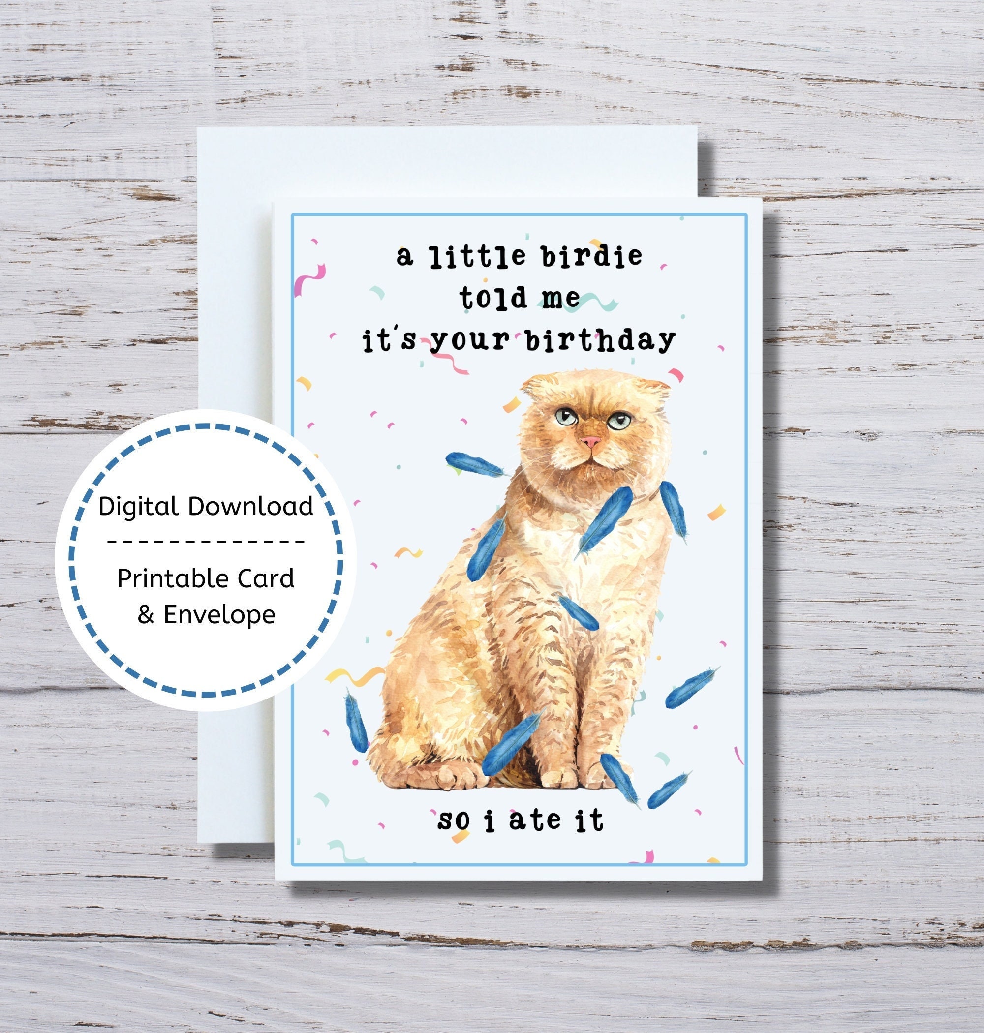 Funny Cat Birthday Card, Cat Printable Birthday Card, Snarky Cat ...