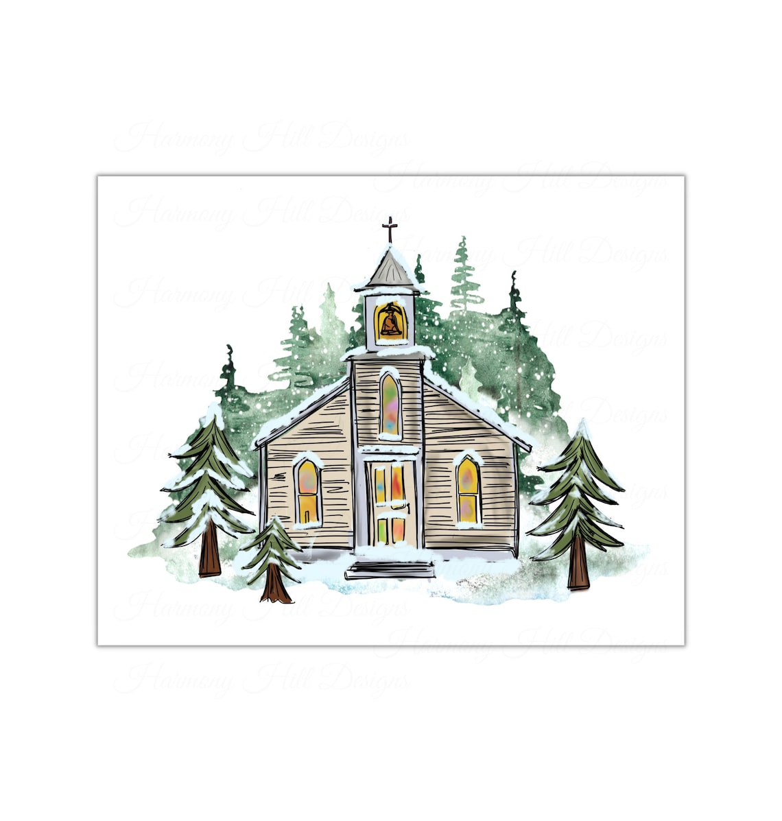 Church in the Snow, Church in the Snow Wall Art, Church in the Snow ...