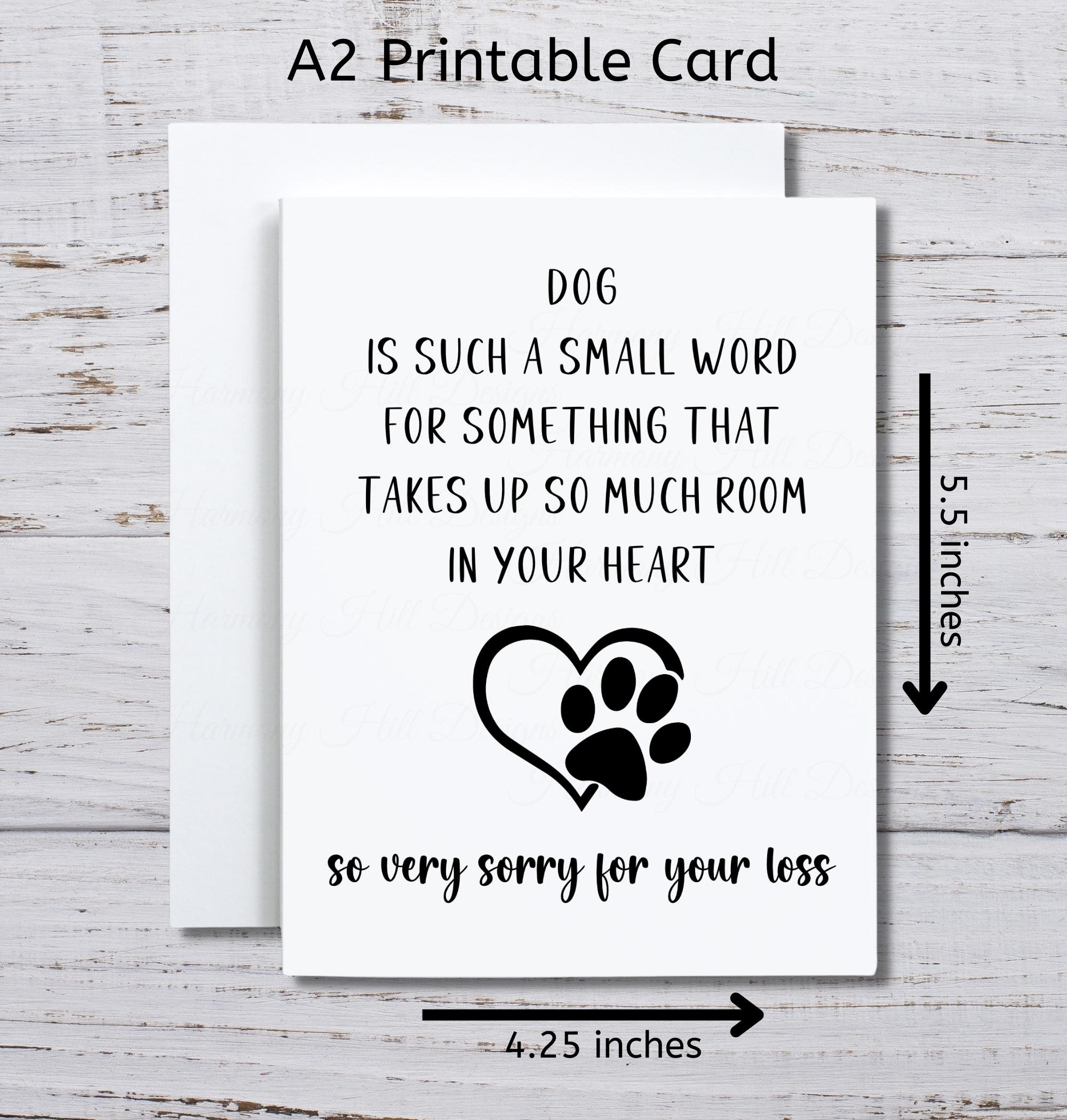 Dog Sympathy Card, Loss of Dog Card, Dog Sorry for Your Loss Printable ...