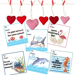 Ocean Valentine's Day Cards, Valentines for School, Printable Valentine ...