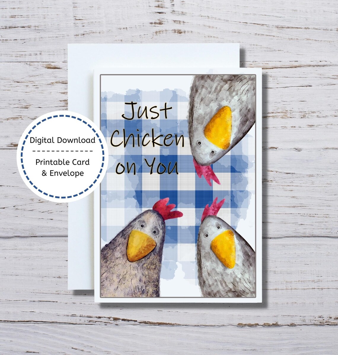 Thinking of You Card, Printable Miss You Card, Just Chicken on You Card ...