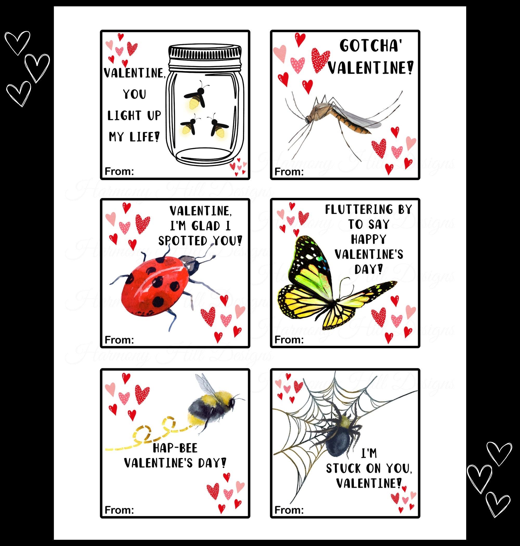 Bugs Valentine Cards, Printable Bugs Valentines, Printable Valentines ...