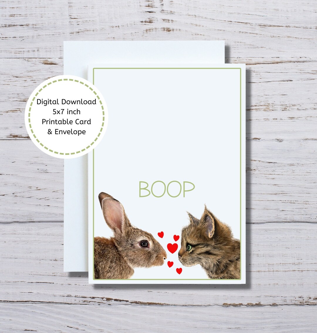 Boop Card, Printable Boop Card, Boop Noses, Cat Boop Card, Bunny Rabbit ...