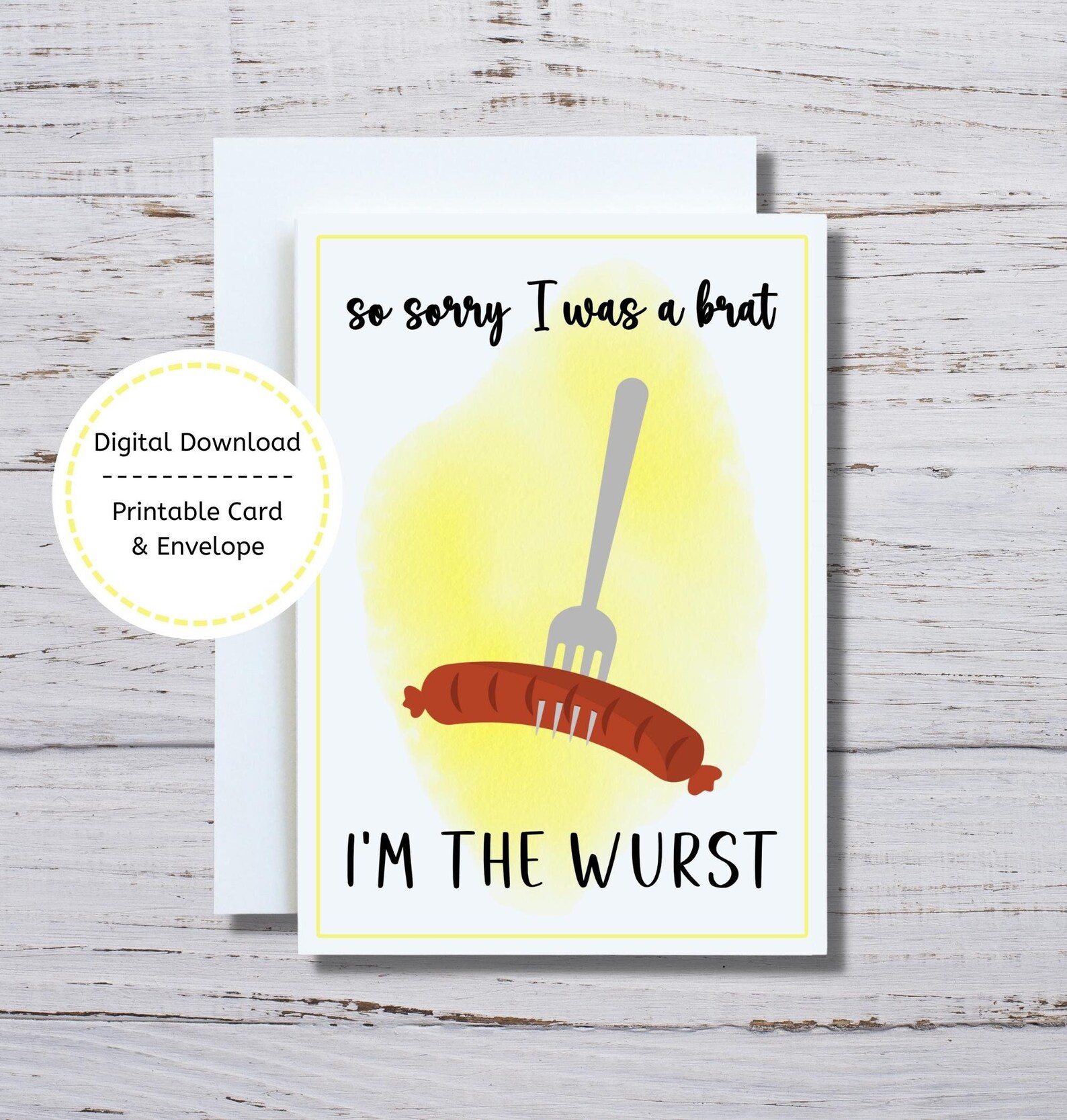 I'm Sorry Card, Punny Sorry Card, Printable I'm Sorry Card, Funny I'm ...