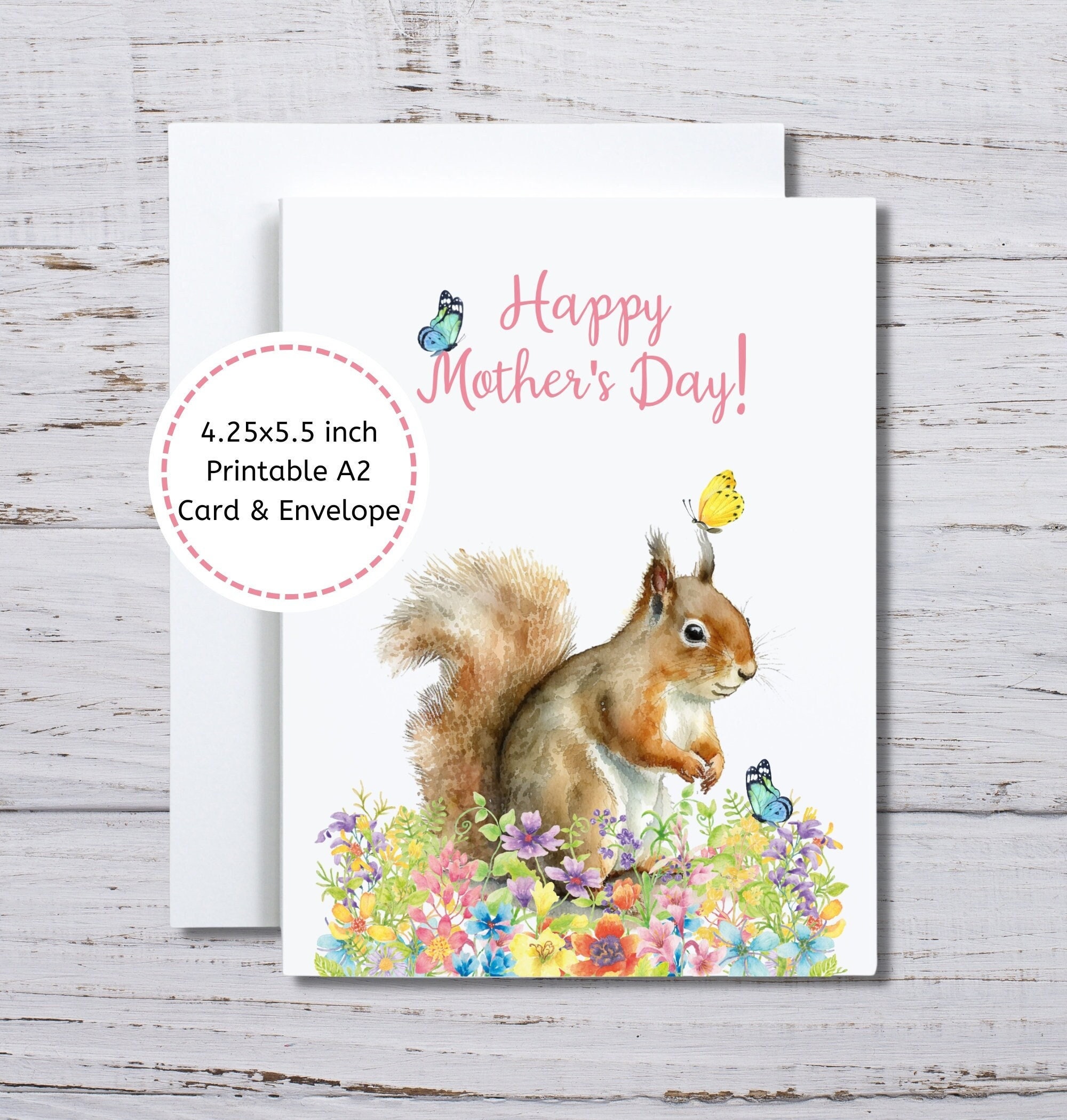 Squirrel Mother's Day Card, Printable Card for Mom, Card for Squirrel ...