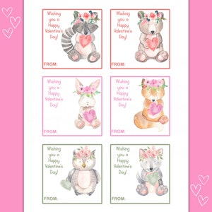 Baby Animal Valentines, Printable Baby Animal Valentines, Valentine ...