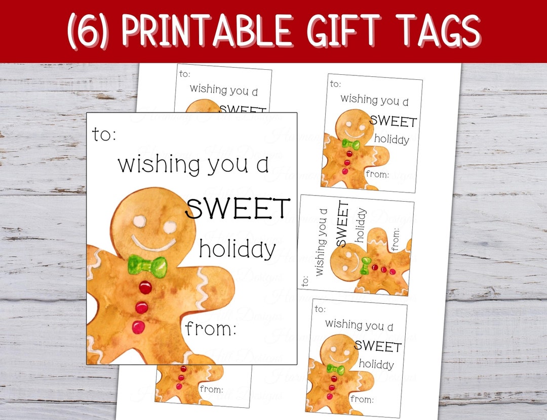 Gingerbread Man Gift Tags, Christmas Gift Labels, Christmas Goody Bag ...