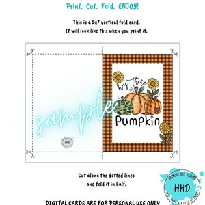 Hey There Pumpkin Card, Fall Printable Card, Thanksgiving Printable ...