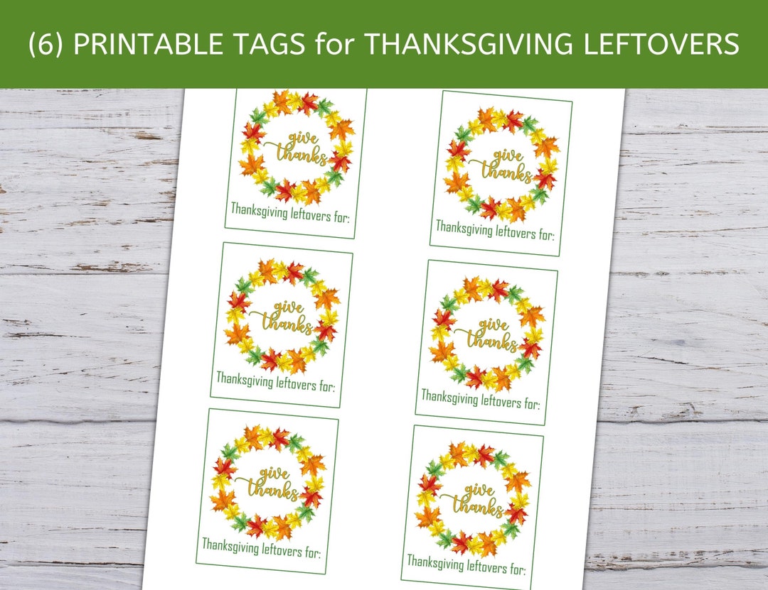 Thanksgiving Leftovers Labels Printable Thanksgiving Tags - Etsy