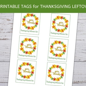 Thanksgiving Leftovers Labels Printable Thanksgiving Tags - Etsy