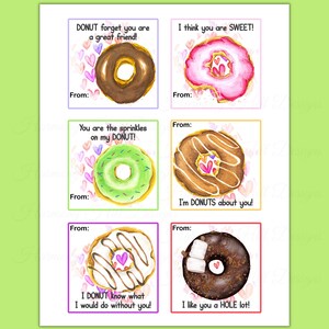Donut Valentine Cards, Printable Donut Valentines, Printable Valentine ...