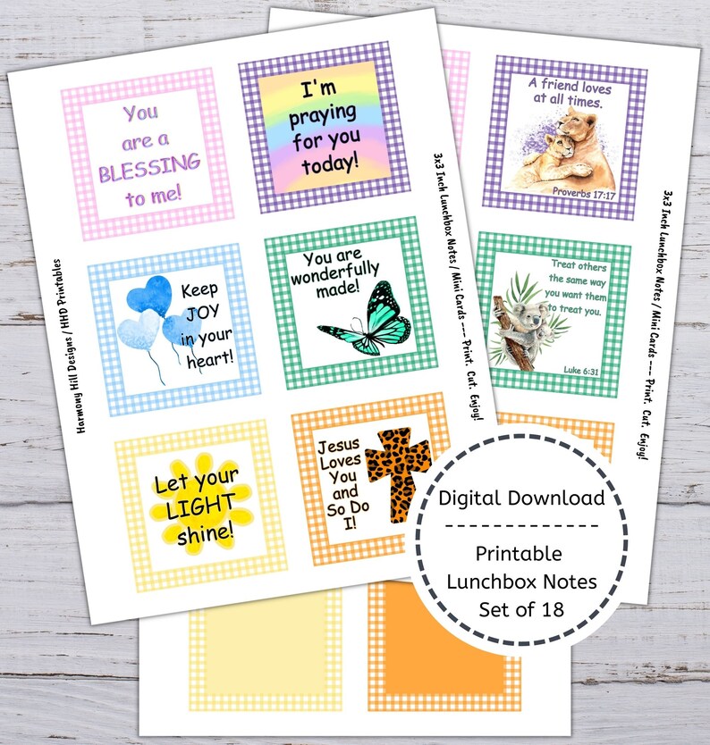 Christian Lunch Box Notes Printable Lunchbox Notes Cards for - Etsy