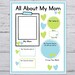 All About My Mom Printable, Mothers Day Printable, All About Mom From ...