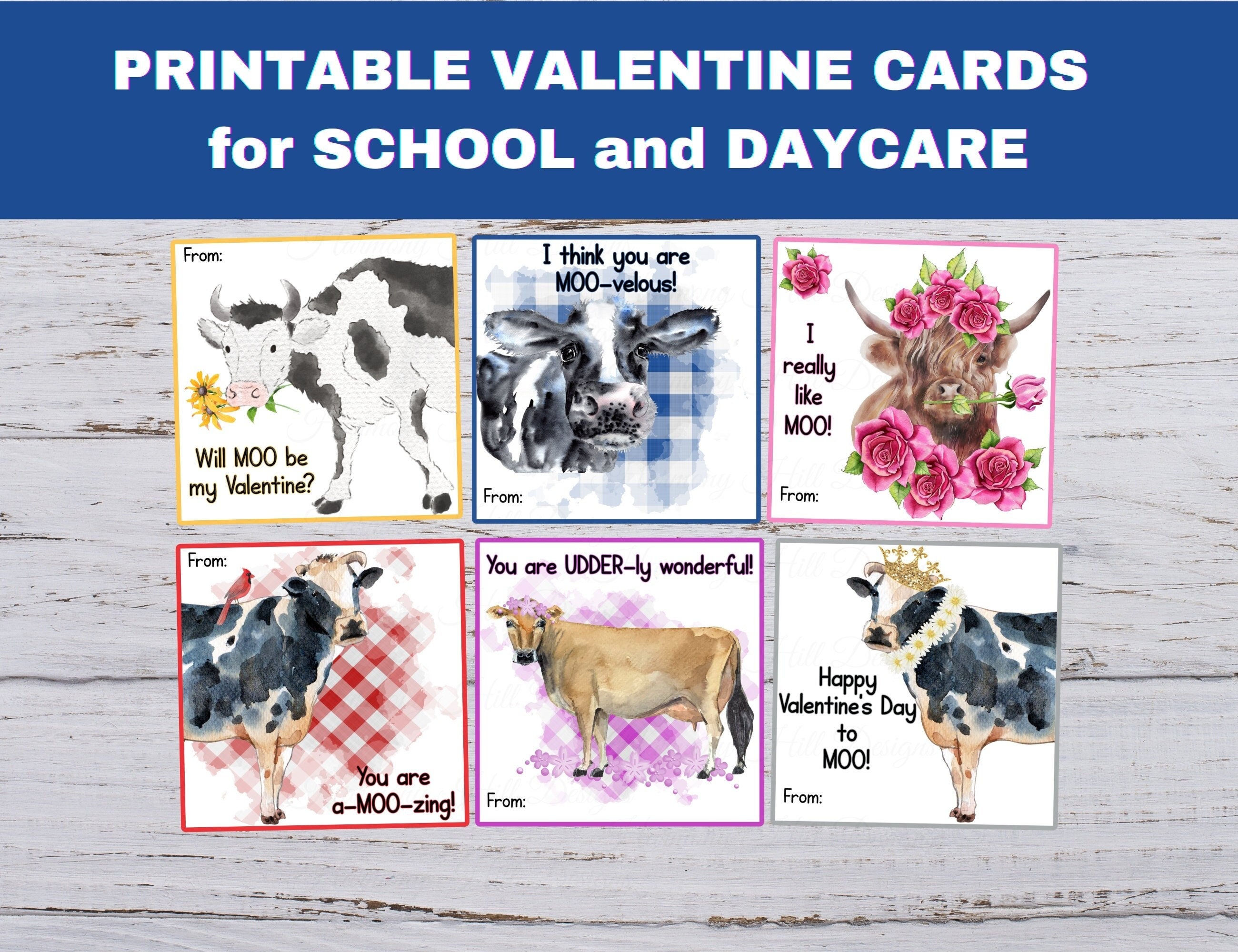 Cow Valentine Cards, Printable Cow Valentines, Printable Cow Valentine ...