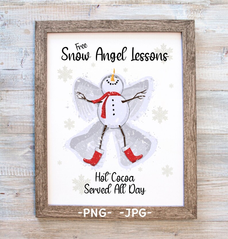Snow Angel Printable, Snow Angel Snowman Print, PNG, JPG, Sublimation ...