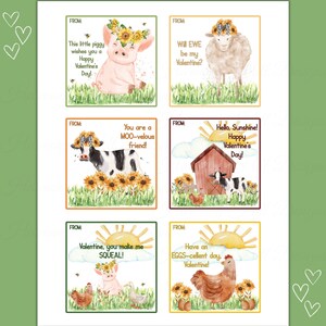 Farm Animals Valentine Cards, Printable Valentine Cards for School ...