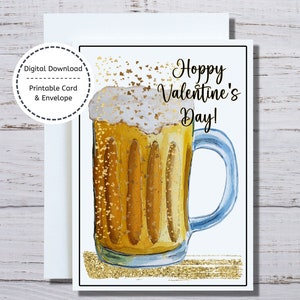 Beer Valentine Card, Hoppy Valentine's Day, 5x7 Printable Card ...