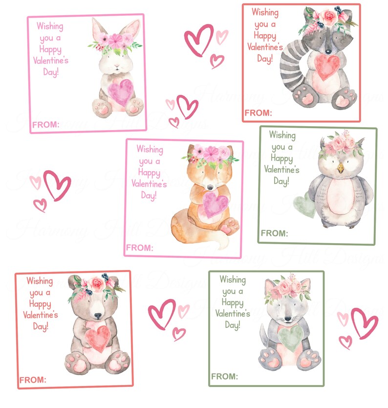Baby Animal Valentines, Printable Baby Animal Valentines, Valentine ...