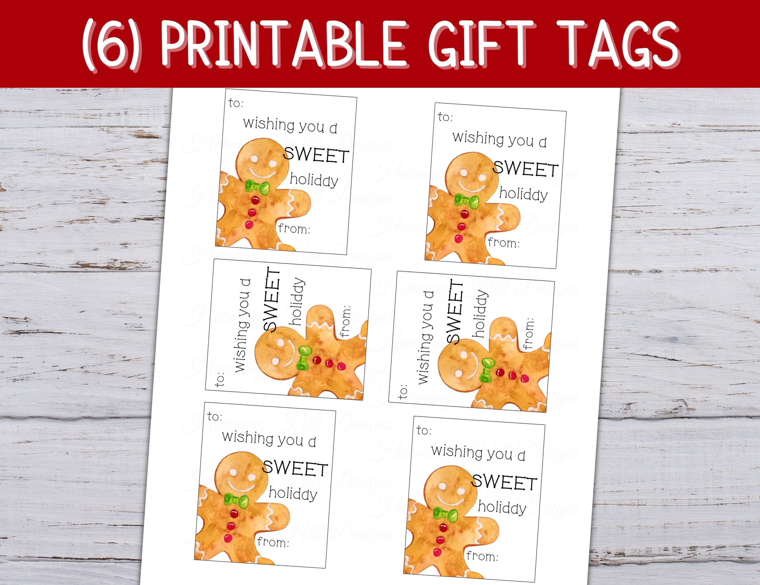 Gingerbread Man Gift Tags, Christmas Gift Labels, Christmas Goody Bag ...