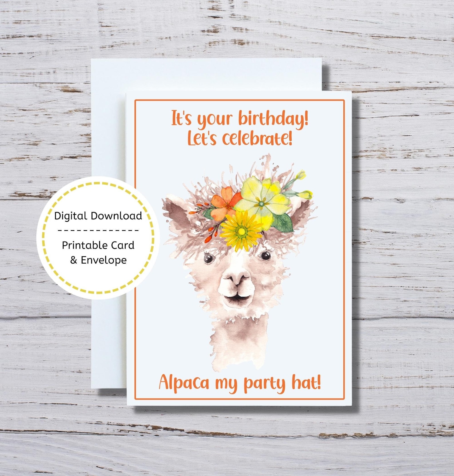 Alpaca Birthday Card, Printable Birthday Card, Funny Birthday Card ...