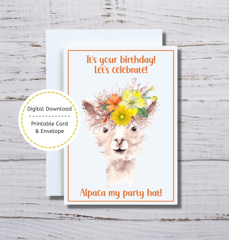 Alpaca Birthday Card, Printable Birthday Card, Funny Birthday Card ...