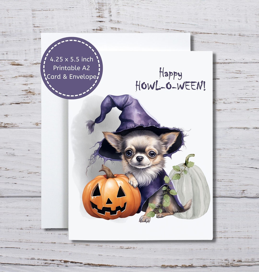 Chihuahua Halloween Card, for Him, for Her, for Friend, Dog Halloween ...