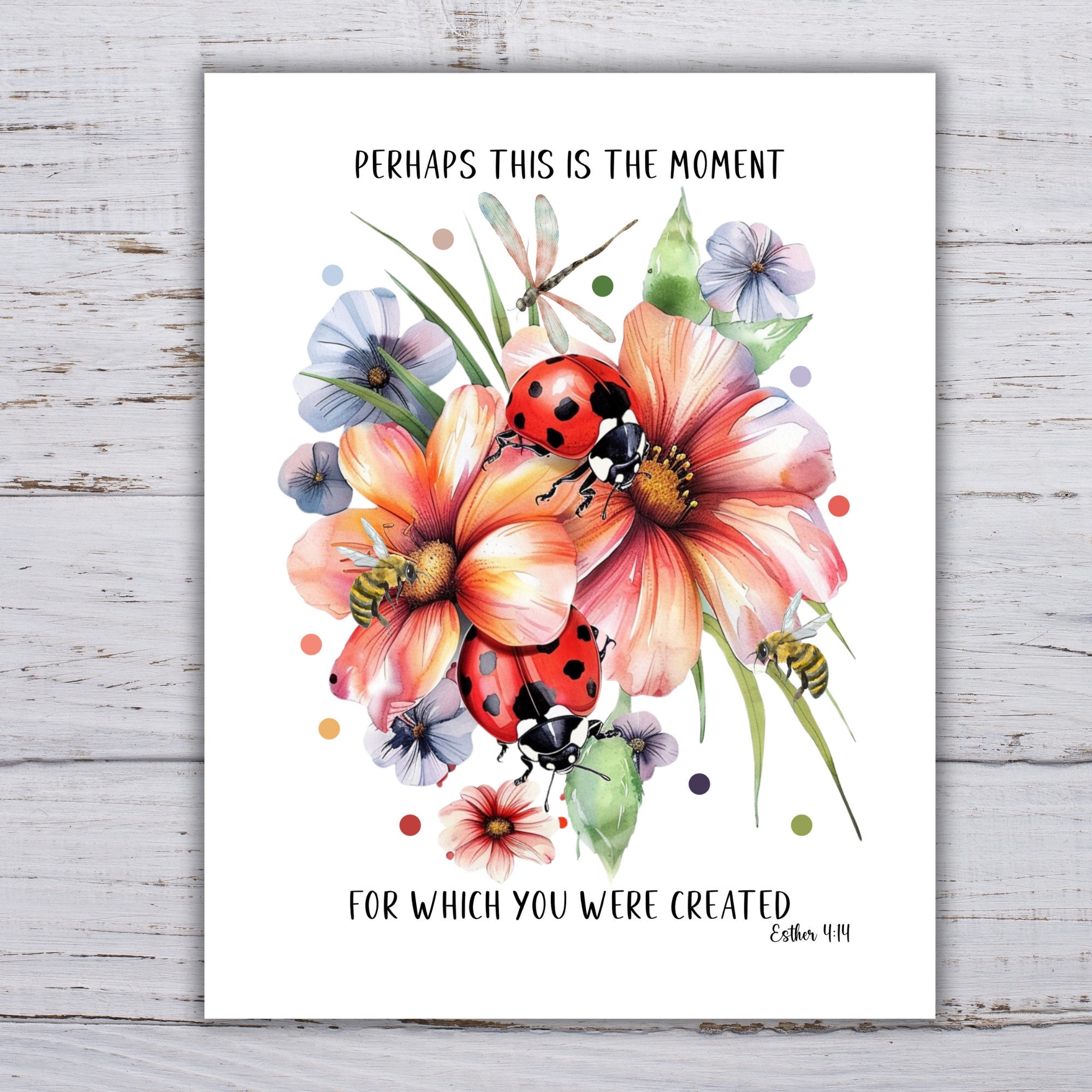 Esther 4:14 Printable, Christian Sign, Scripture Wall Art, Flower Wall ...